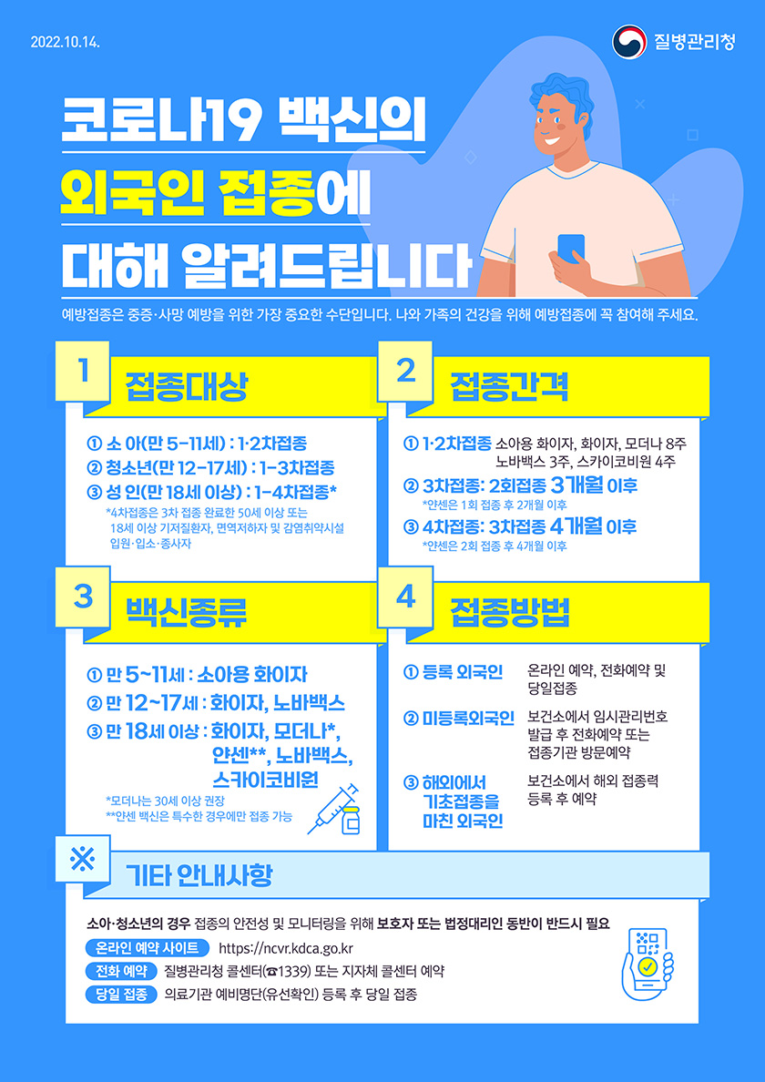 코로나19 예방접종 외국인 안내문 10 14 Ver 홍보지 홍보자료 알림·자료 질병관리청